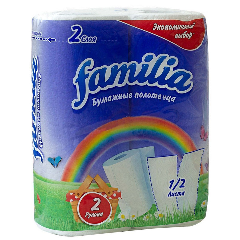 5050455 Familia, Полотенце бумажное в рулоне бытовое 9,6м, 2 слоя (2 в ...